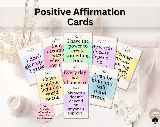 Colourful Positive Affirmation Cards | Wellbeing Gift | Mindfulness ...
