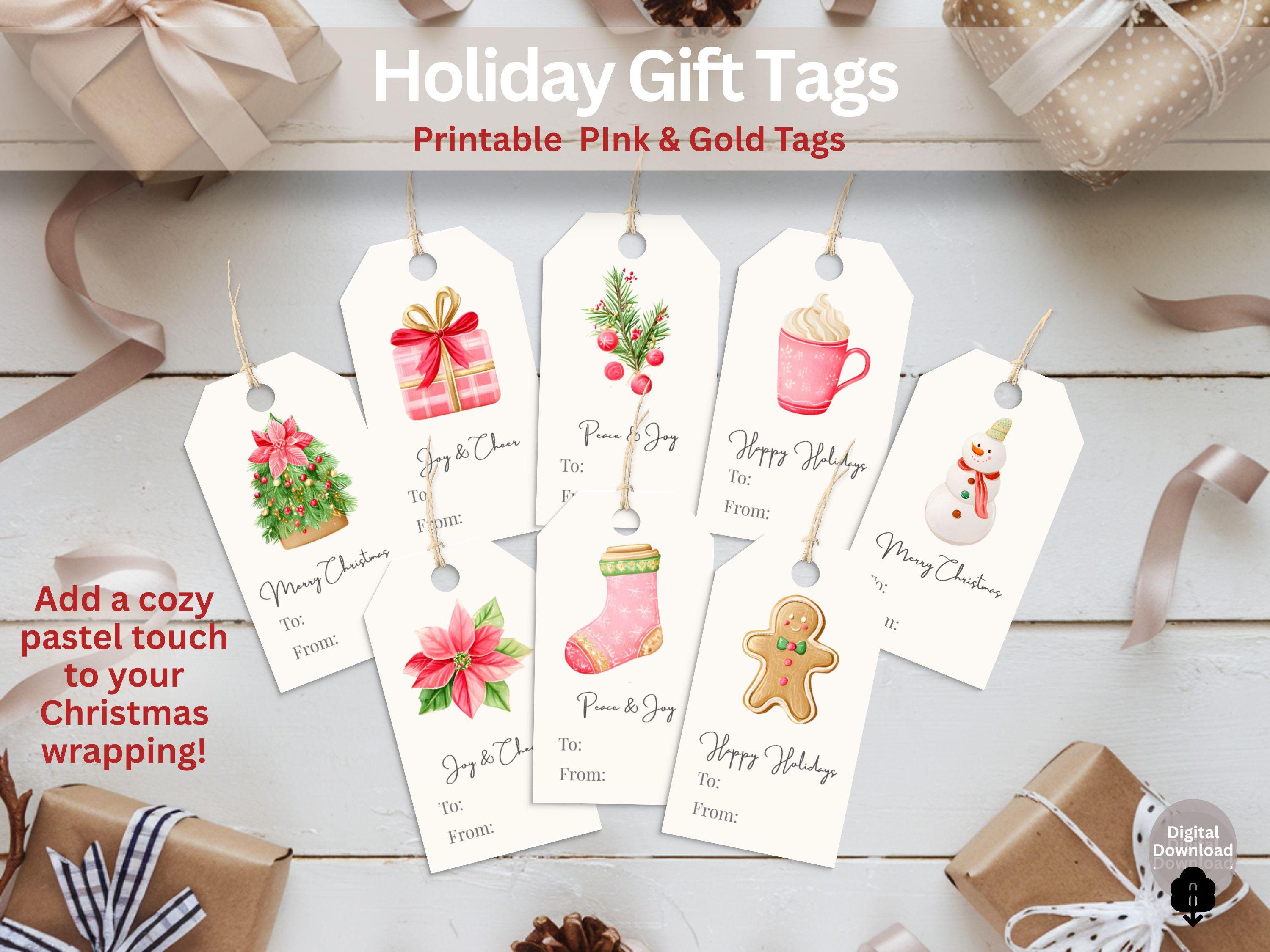 Pink Christmas Tags | Printable Holiday Gift Tags | Cozy Pink & Gold ...