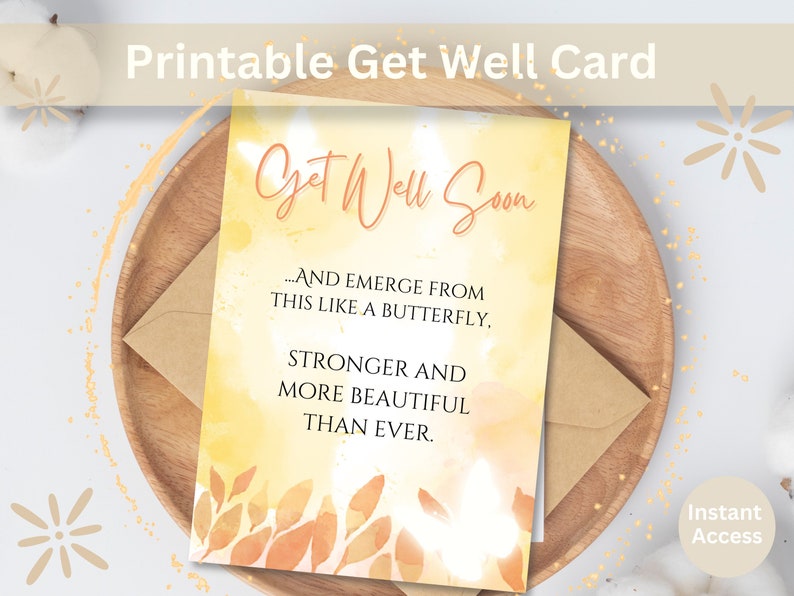 Get Well Soon Card Printable Feel Better Sympathy Card Get Better Gift ...