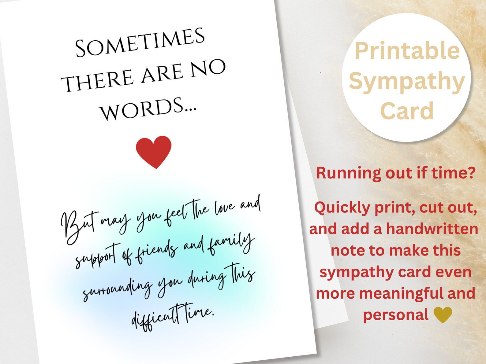 Printable Sympathy Card: Heartfelt Condolences (PDF Download) - Etsy