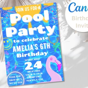 Pool Party Birthday Invite Template Summer Pool Party Text Invitation ...