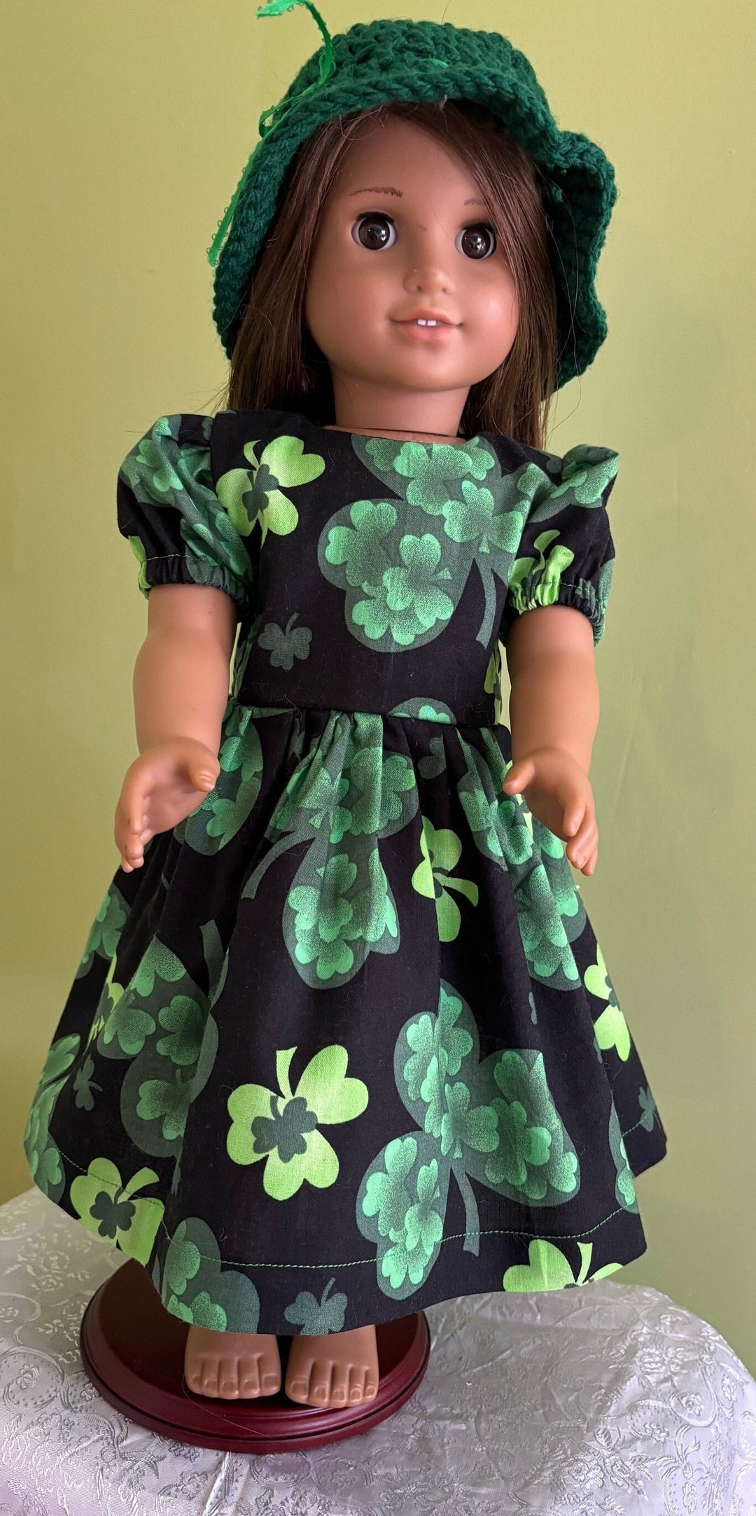 Handmade Shamrock Dress Includes Green Crochet Hat for 18-inch Soft ...