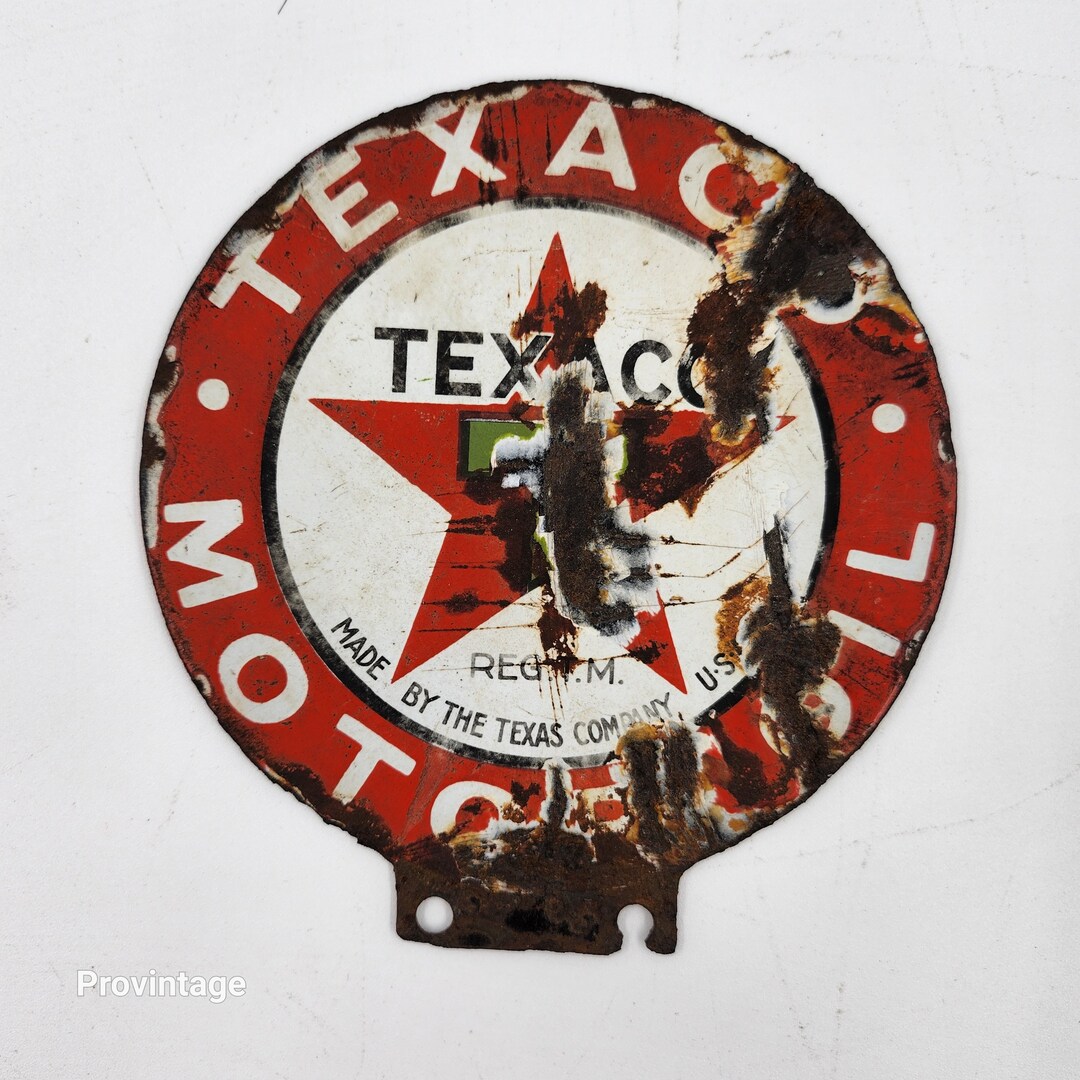 Antique Texaco Lubester Double Sided Porcelain License Plate Topper ...