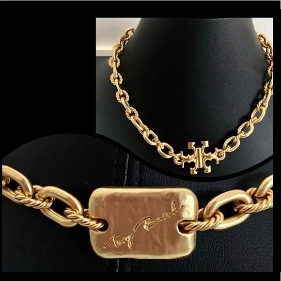 Tory Burch Bold Statement Gold Necklace Etsy