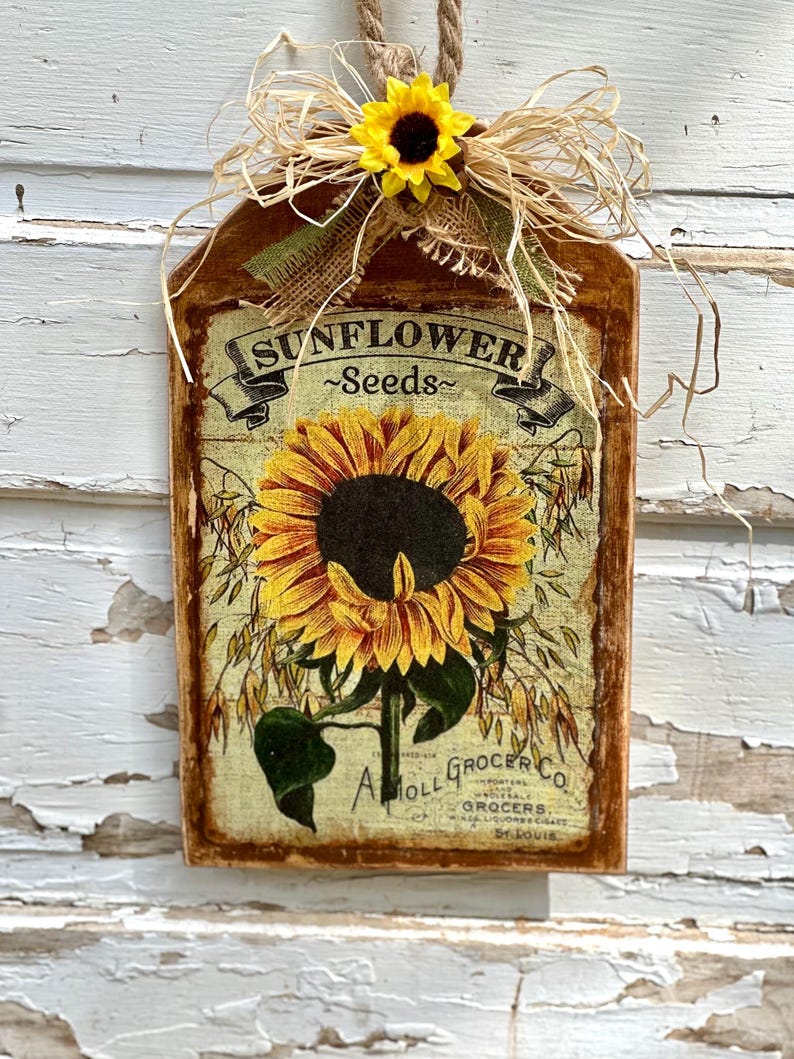 Sunflower Rustic Tag Wooden Sign/country Sunflower Hanger Decor - Etsy