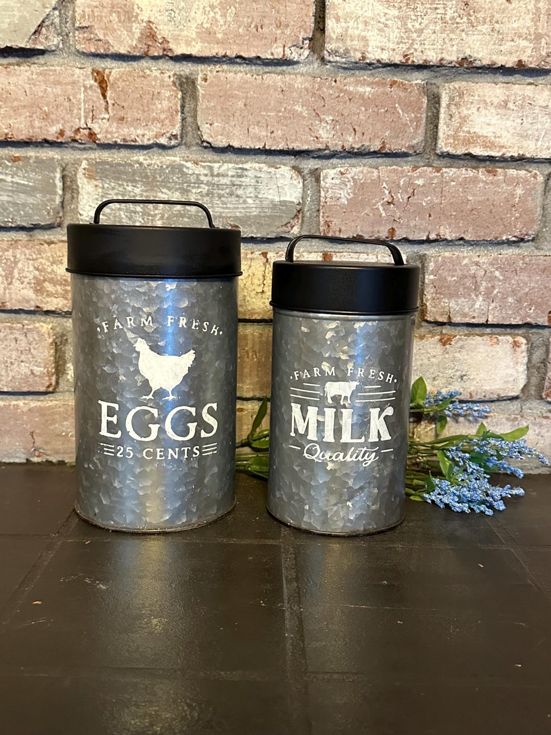 Galvanized Metal Canister Coffee Country Rustic Farmhouse Kitchen Home ...