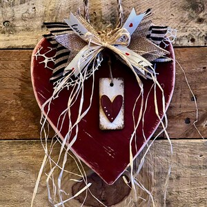 Valentine Wooden Red Heart Hanging Plaque Home Country Rustic Decor - Etsy