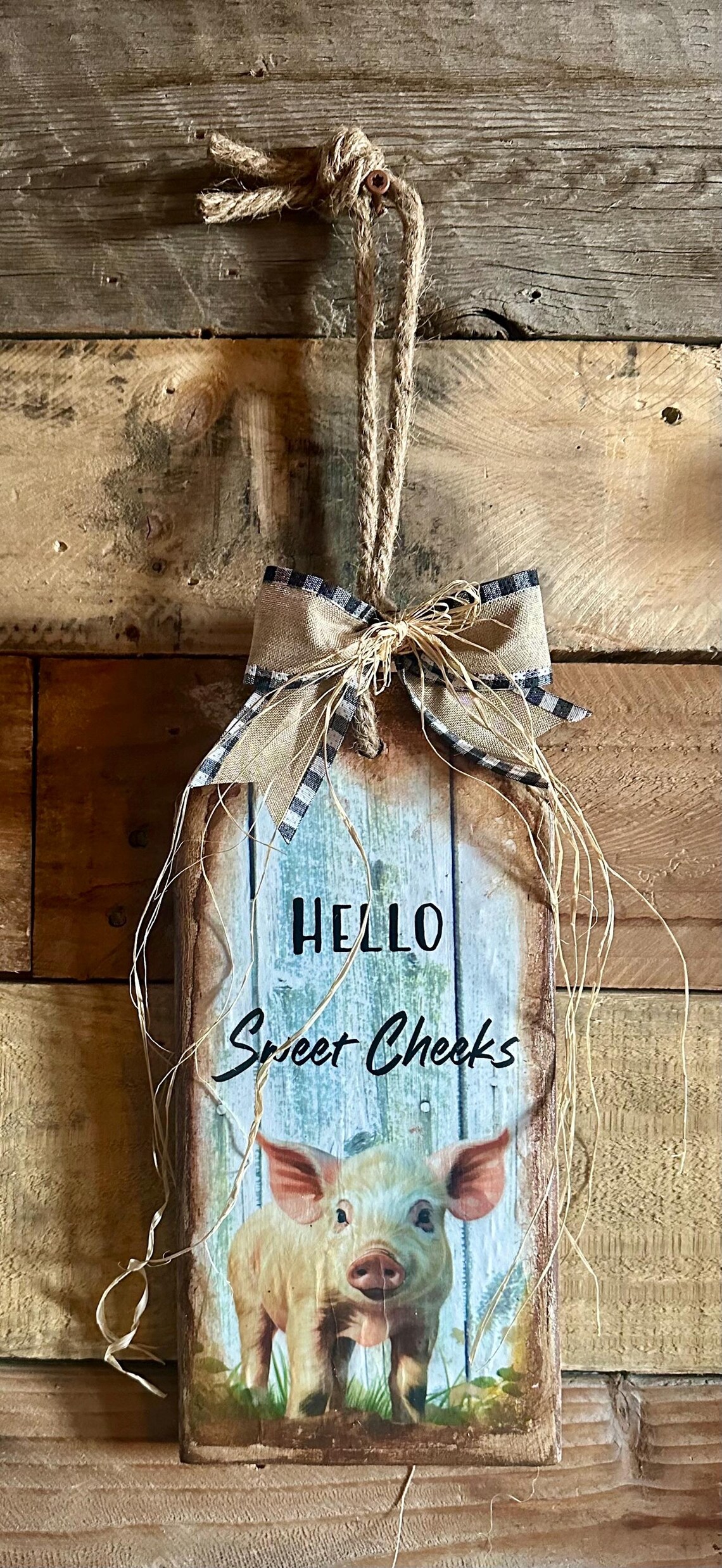 Farmhouse Wooden Bathroom/ Door Tag Hanger/sign/cow Pig Sheep Wall Tag ...