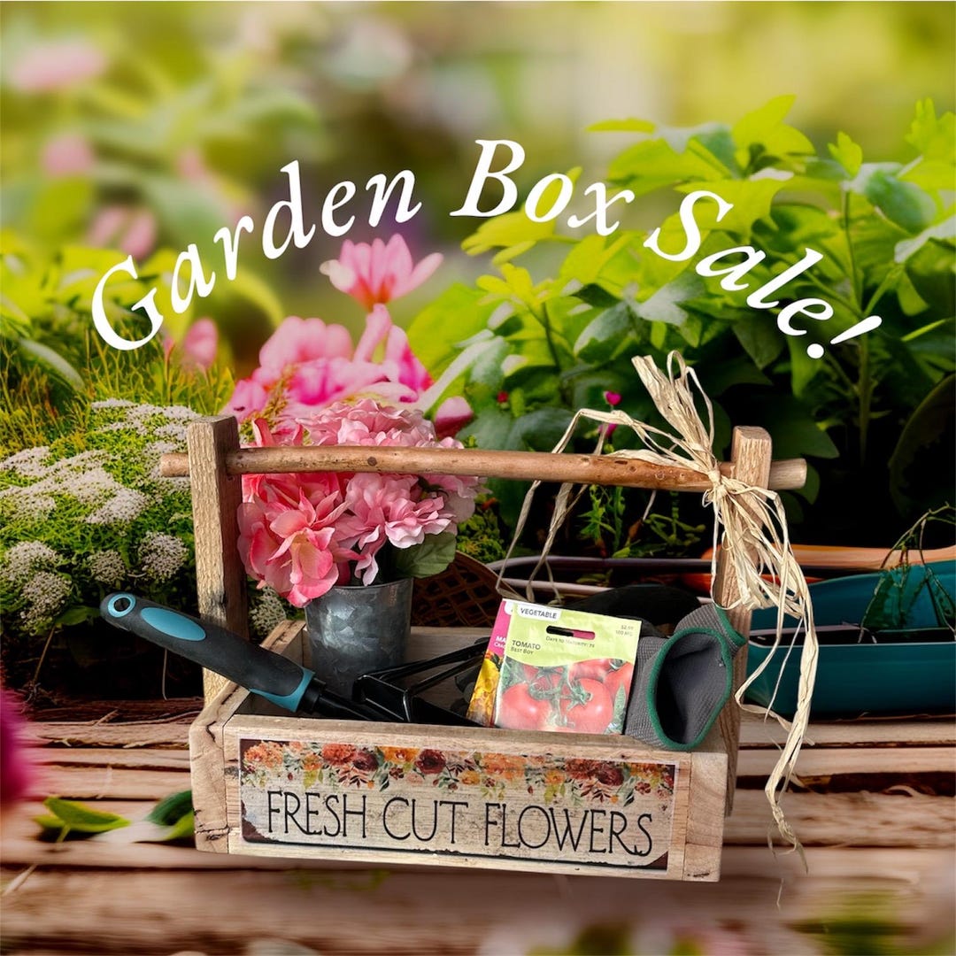 Wooden Tote, Flower Basket, Spring Flower Box, Rustic Wood Box ...