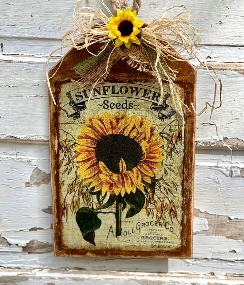 Sunflower Rustic Tag Wooden Sign/country Sunflower Hanger Decor - Etsy