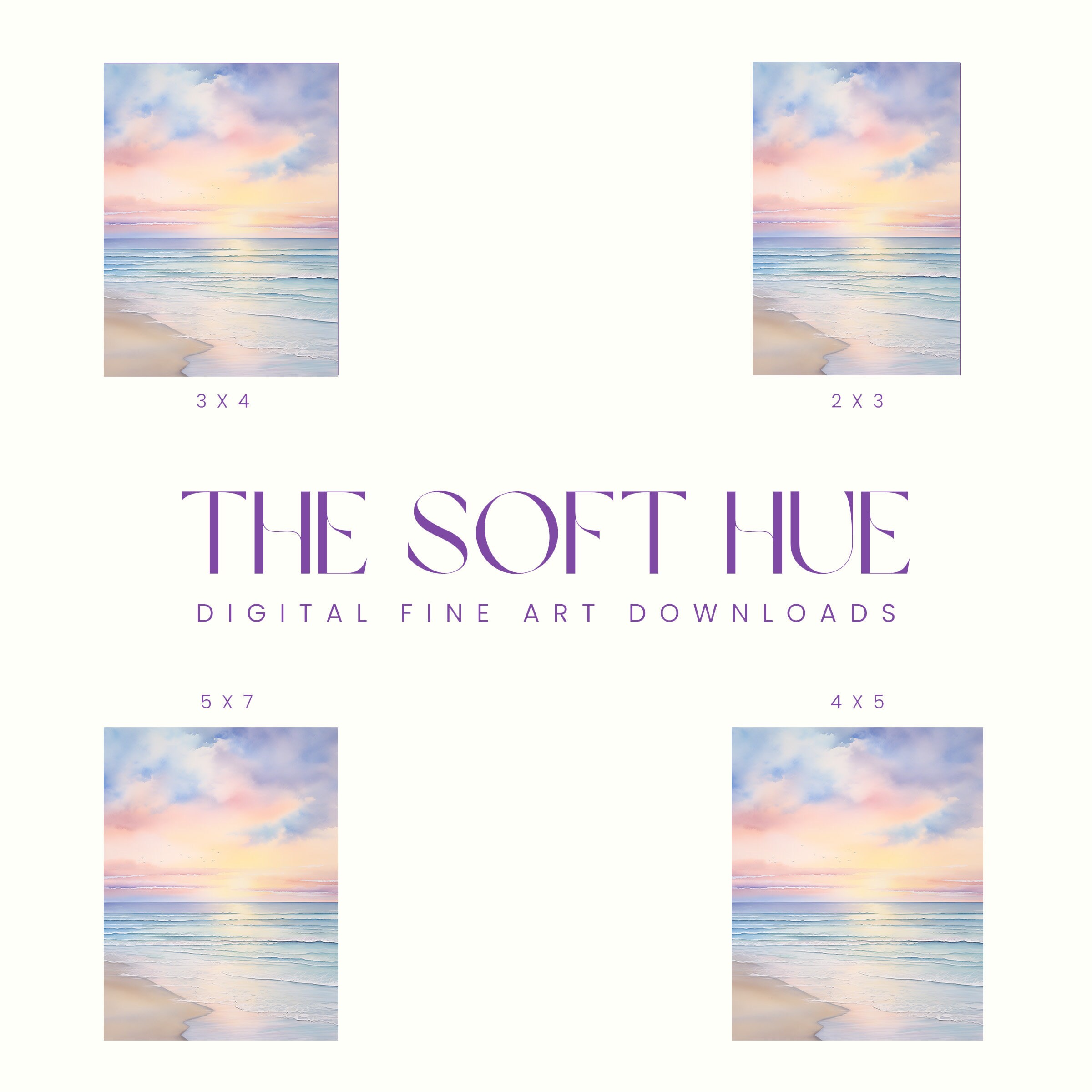 Serene Sunset Bubbles - Whimsical Beach Watercolor Digital Art, Coastal ...