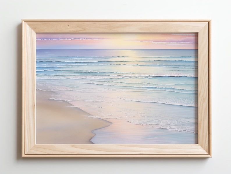 Serene Sunset Bubbles - Whimsical Beach Watercolor Digital Art, Coastal ...