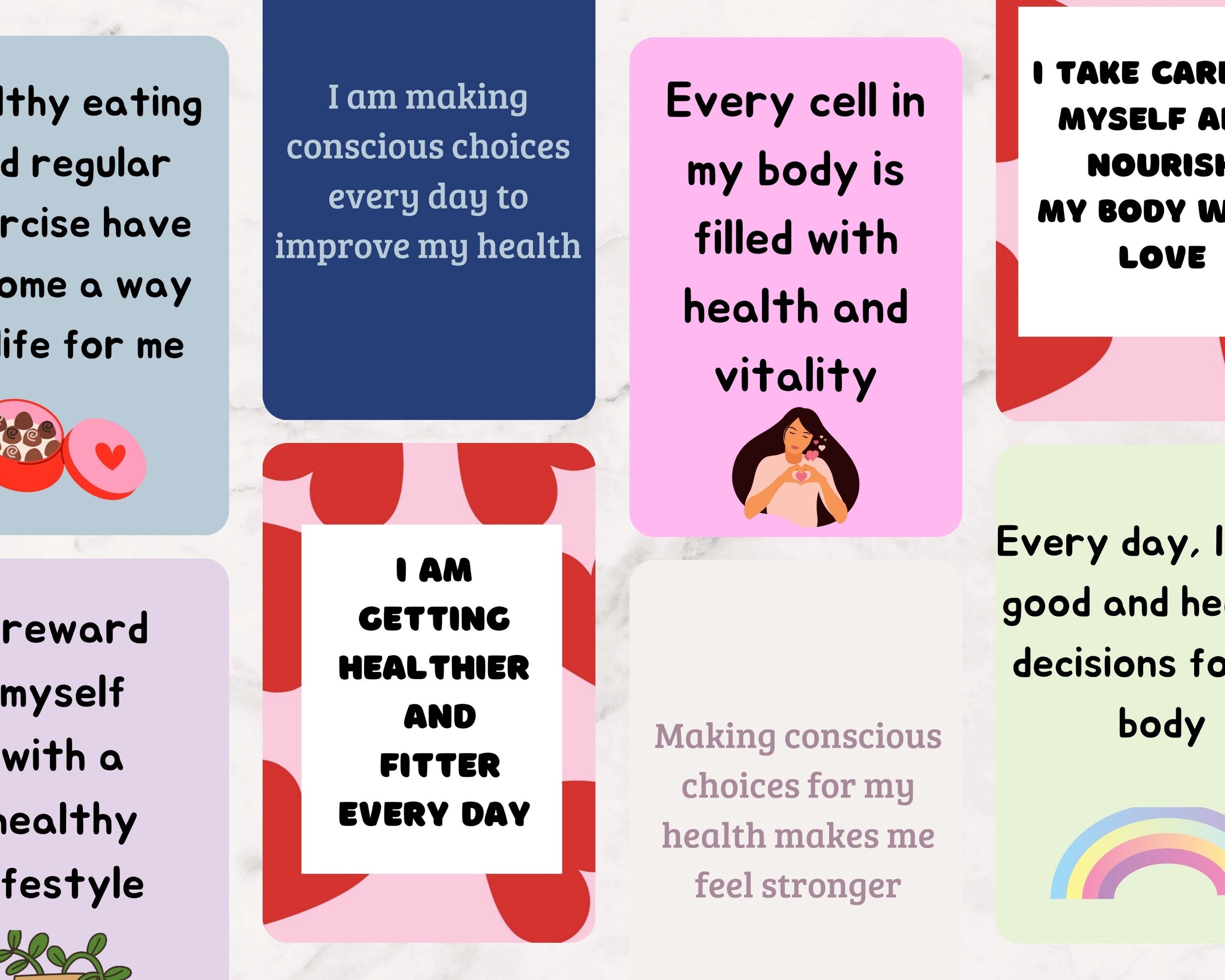 Affirmation Cards Printable, Healthy Eating Affirmation Cards, Mindful ...