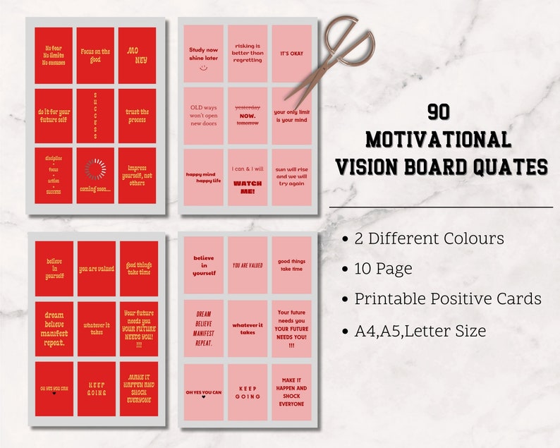 Printable Positive Cards, 2024 Printable Vision Board, Vision Board ...