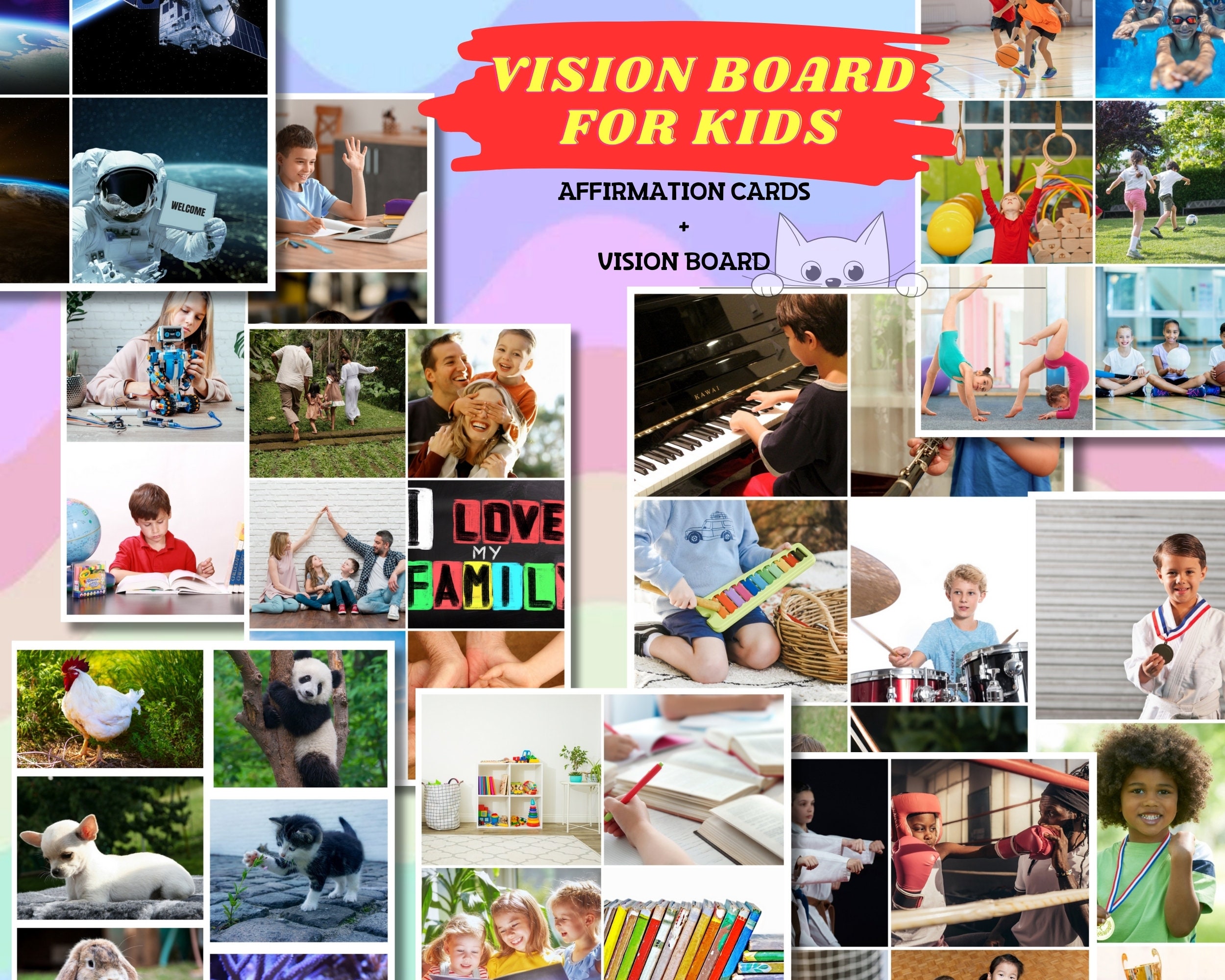 Vision Board for Kids, Vision Board Printables, Words and Affirmation ...