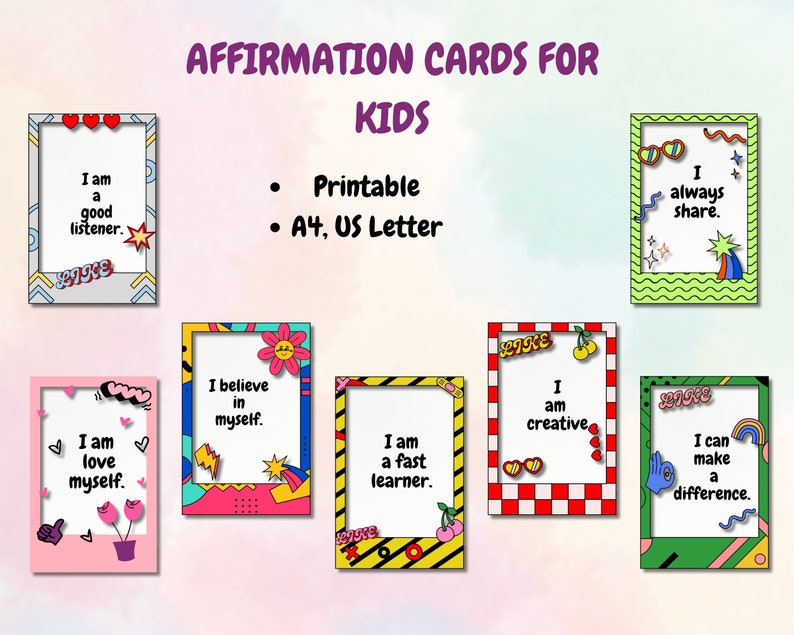 Affirmation Cards for Kids, Printable Positivity Cards for Kids ...