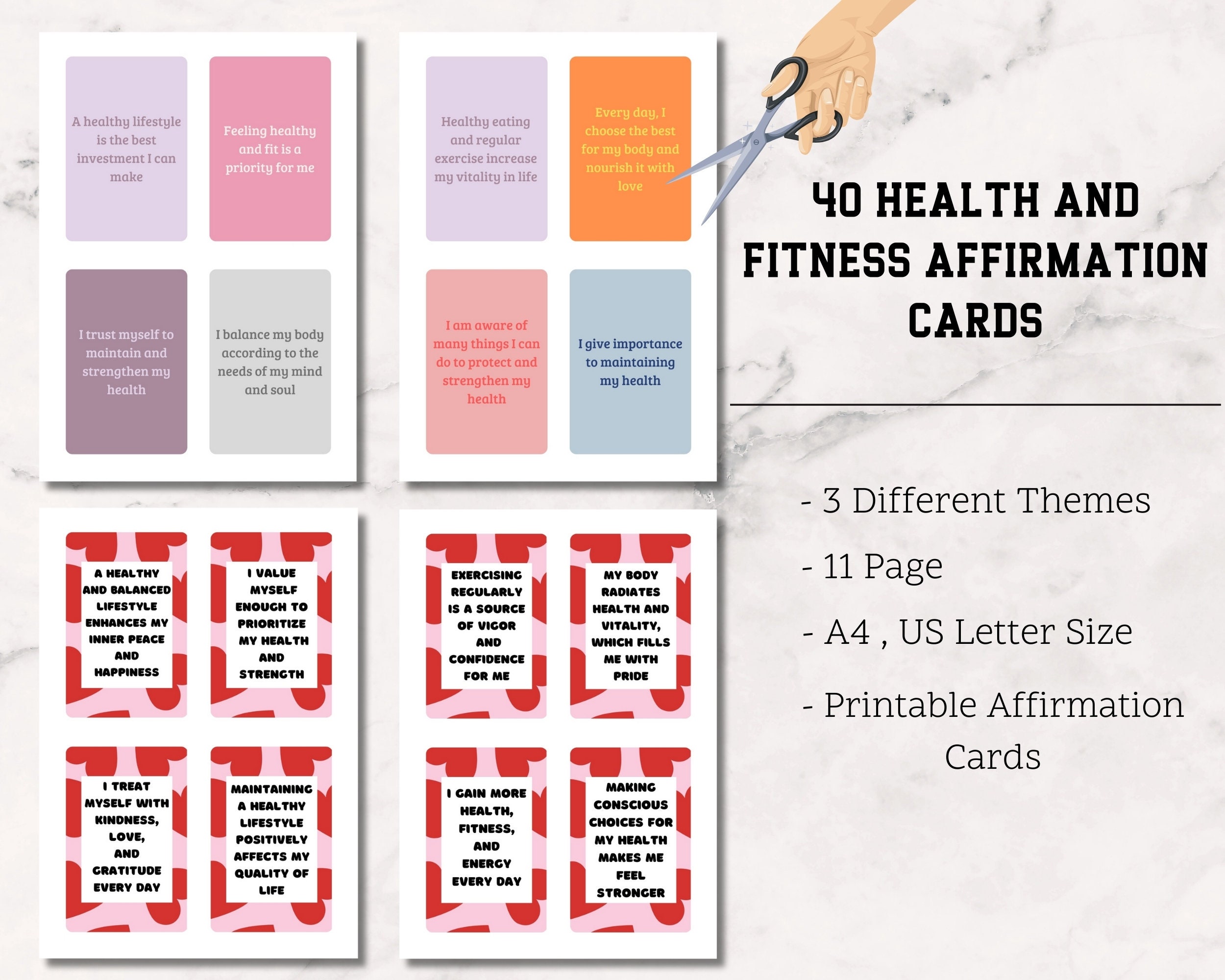 Affirmation Cards Printable, Healthy Eating Affirmation Cards, Mindful ...