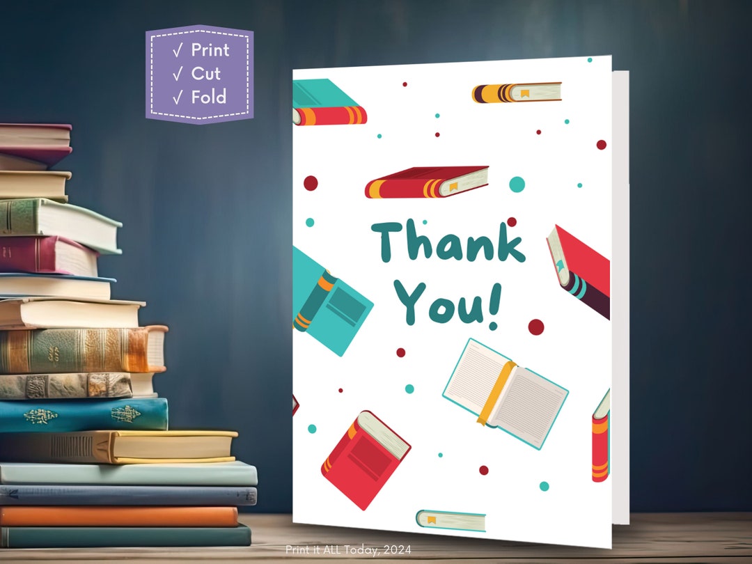 Thank You Card, Teacher Appreciation Note Card, Instant Download PDF ...