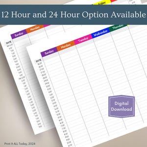 Week at a Glance / Hourly Time Block Planner | Printable | Instant PDF ...