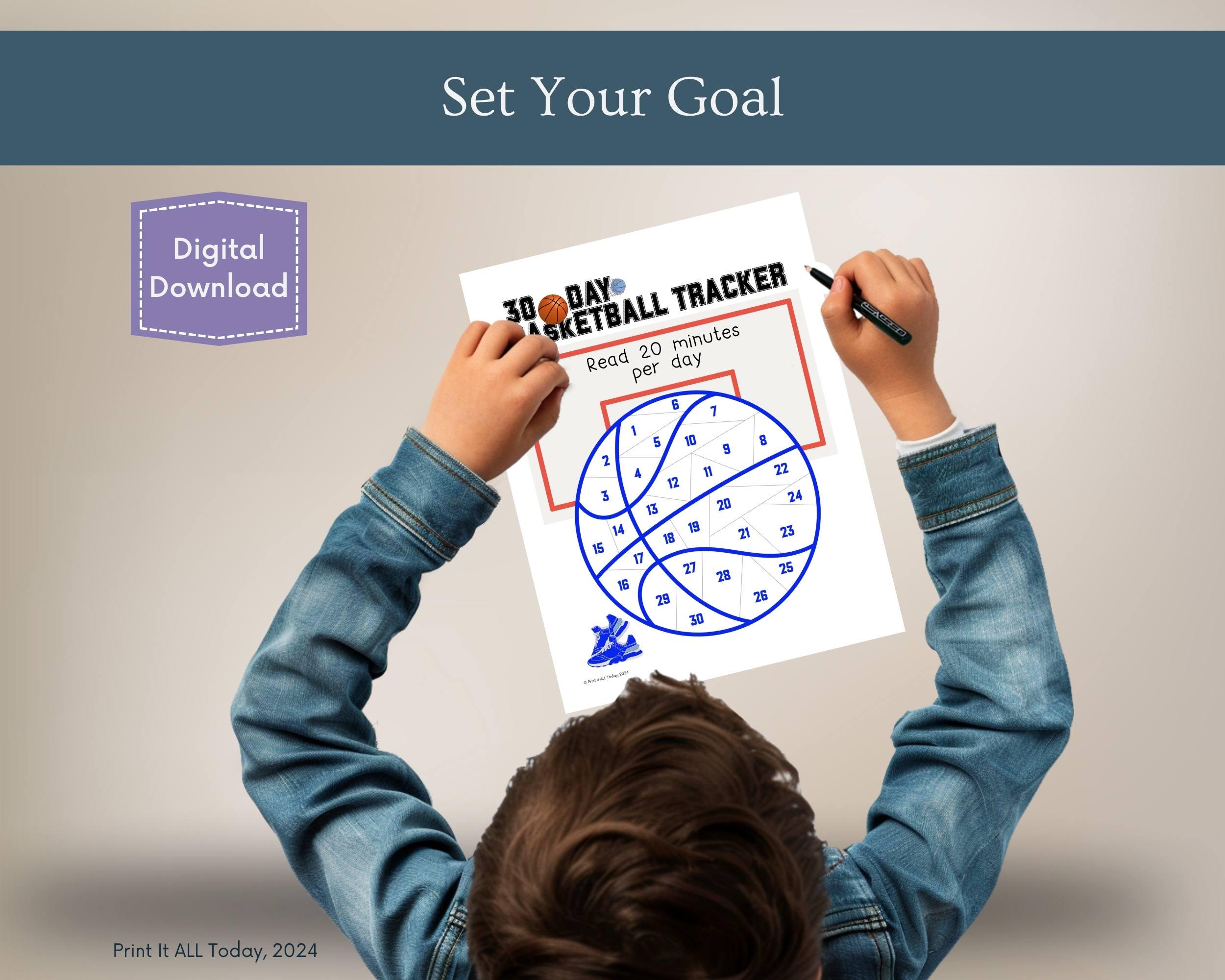 Basketball Themed 30 Day Challenge Tracker Printable | Goal Setting ...