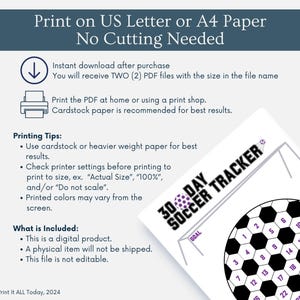 Soccer Themed 30 Day Challenge Tracker Printable | Goal Setting / Habit ...