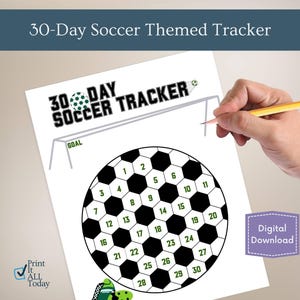 Soccer Themed 30 Day Challenge Tracker Printable | Goal Setting / Habit ...