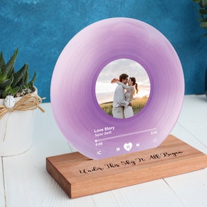 Personalized Vinyl Record With Photo: Acrylic Song Plaque, Anniversary ...