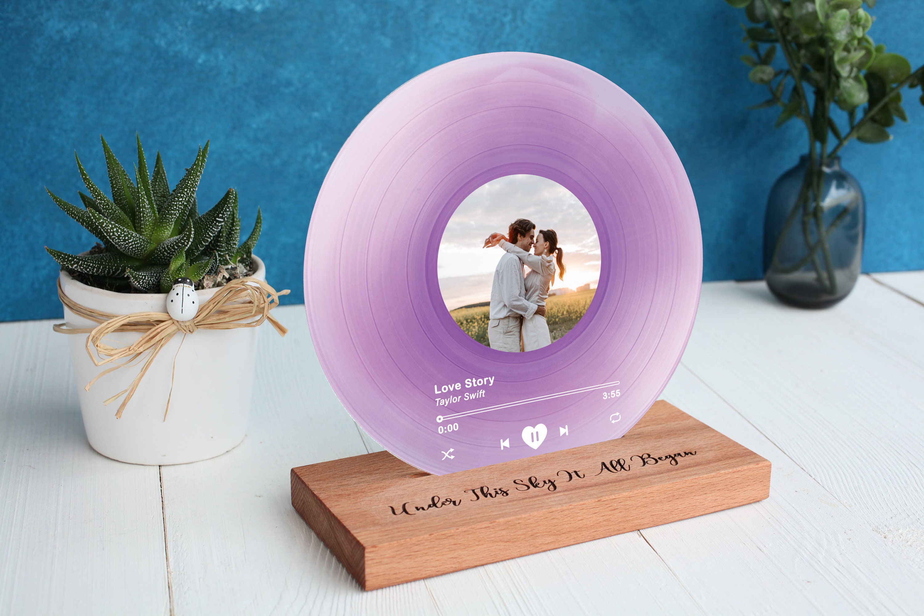 Personalized Vinyl Record With Photo: Acrylic Song Plaque, Anniversary ...