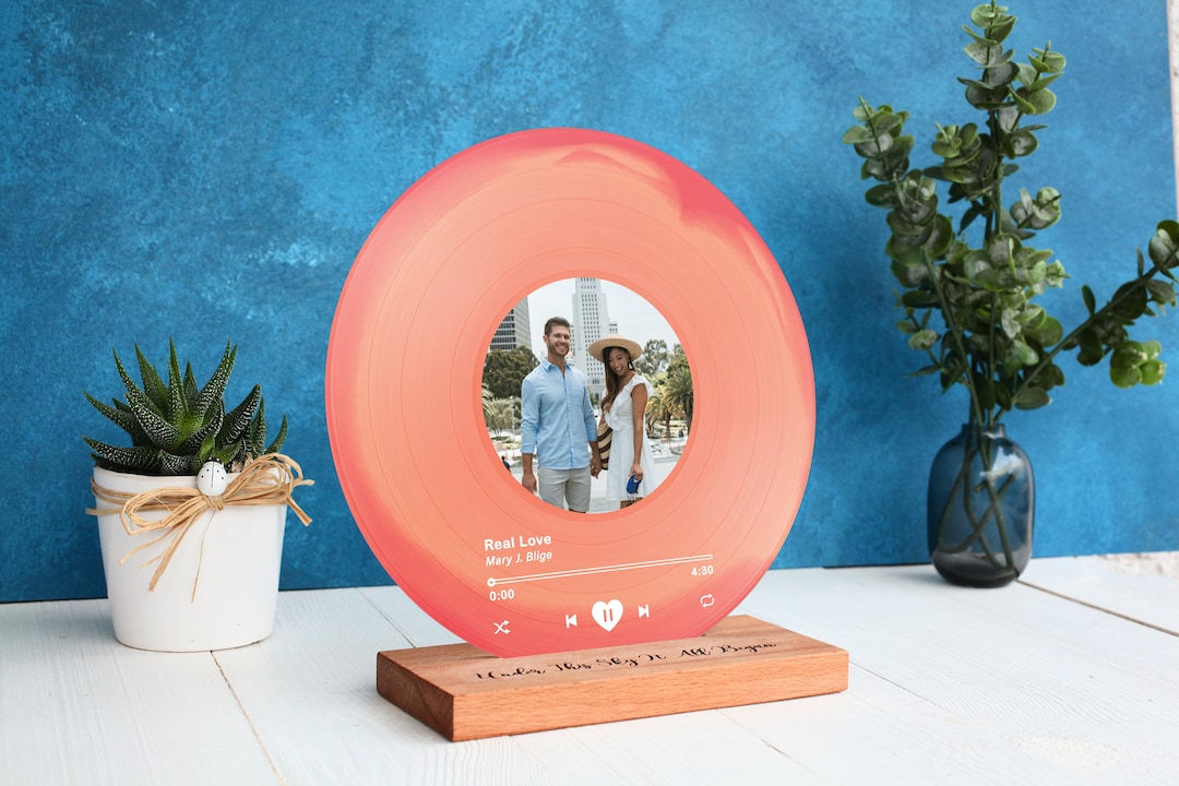Personalized Vinyl Record With Photo: Acrylic Song Plaque, Anniversary ...