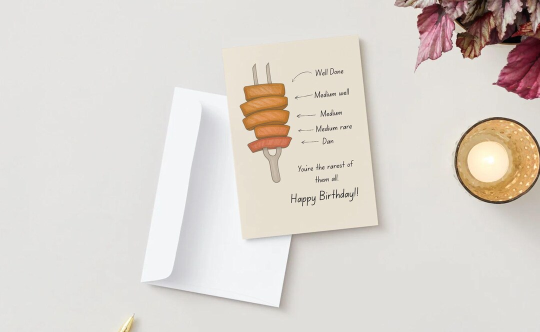 Funny Steak Card | Canva Editable Template | Rare Meat Joke | Birthday ...