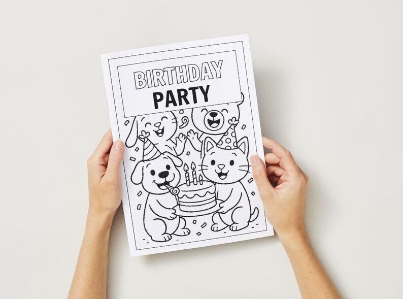 Birthday Party Coloring Pages: 12 Fun Printable Kids' Activities (PDF ...