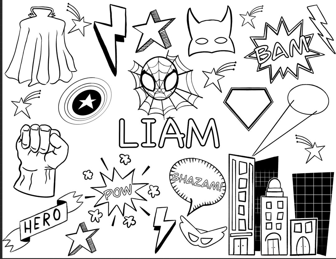 Personalized Coloring Poster Superhero - Etsy