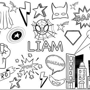 Personalized Coloring Poster - Superhero - Etsy