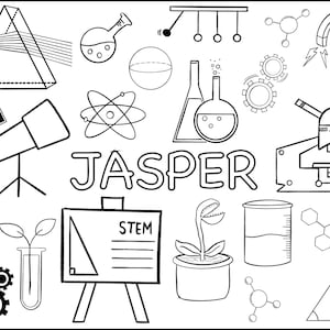 Personalized Coloring Poster STEM - Etsy