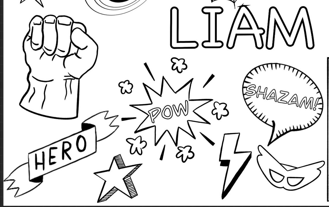 Personalized Coloring Poster Superhero - Etsy