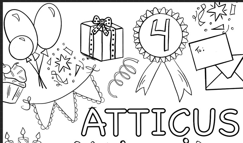 Personalized Coloring Poster Birthday - Etsy