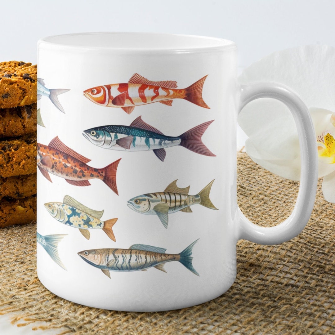 Unique Freshwater Fish Watercolor Mug, 15 Oz, Coffee Mug, Tea Mug ...