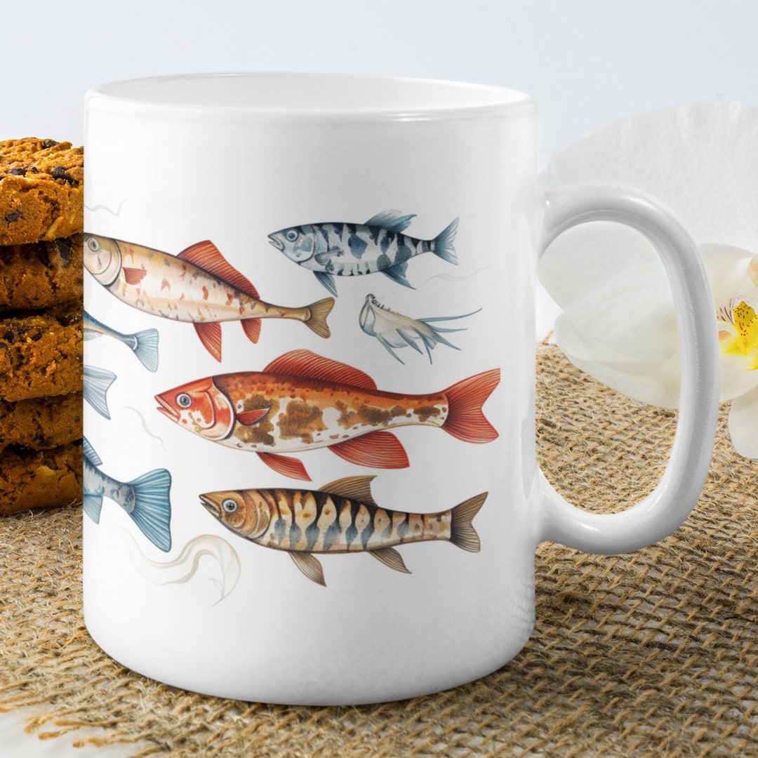 Freshwater Fish Watercolor Mug, 15 Oz, Coffee Mug, Tea Mug ...