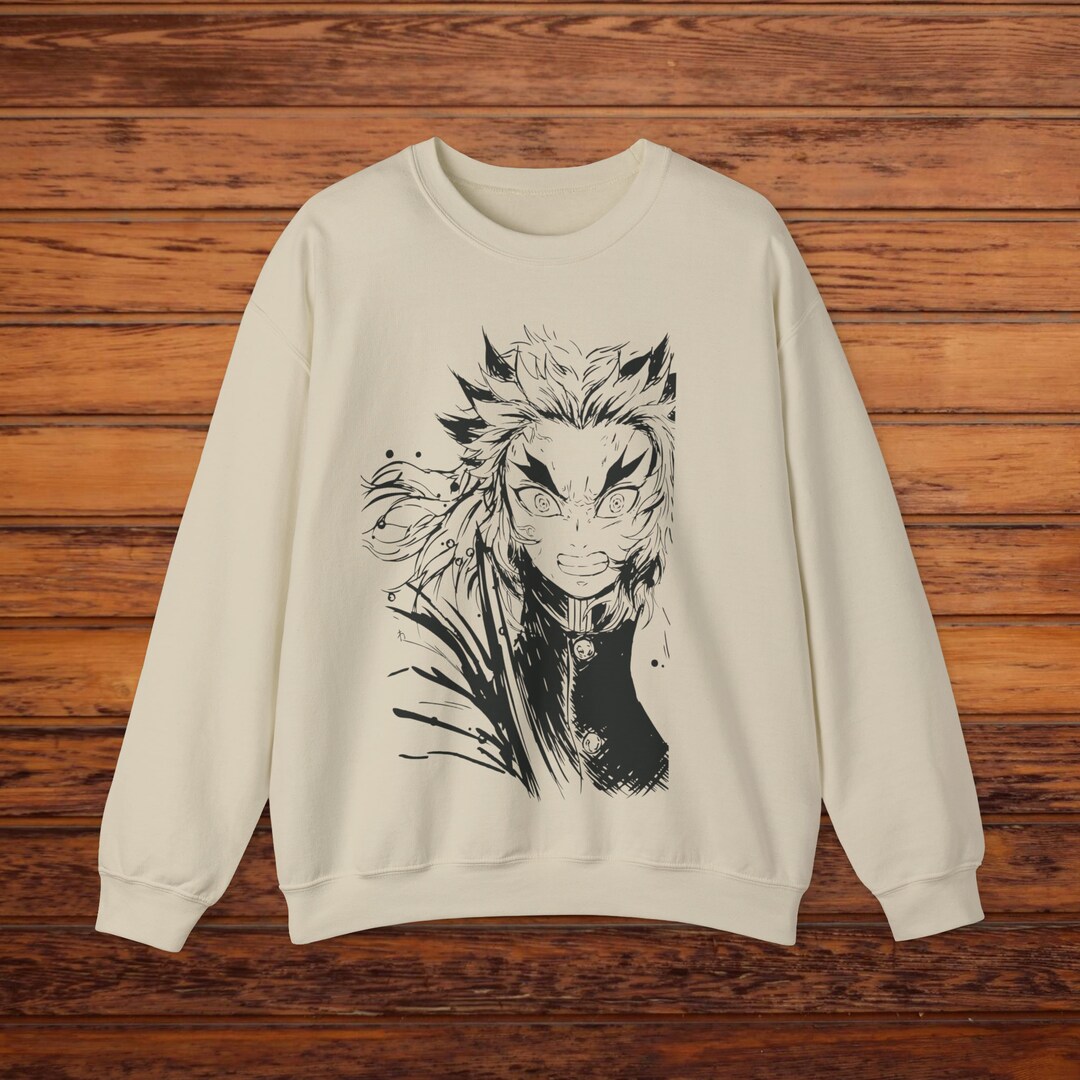 Rengoku-inspired Sweatshirt Cozy Anime Graphic Top, Stylish Japanese ...
