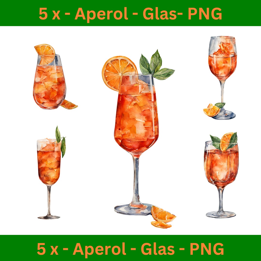 Aperol Glass Bundle Aperol Design PNG / Aperol Cocktail / Watercolor ...