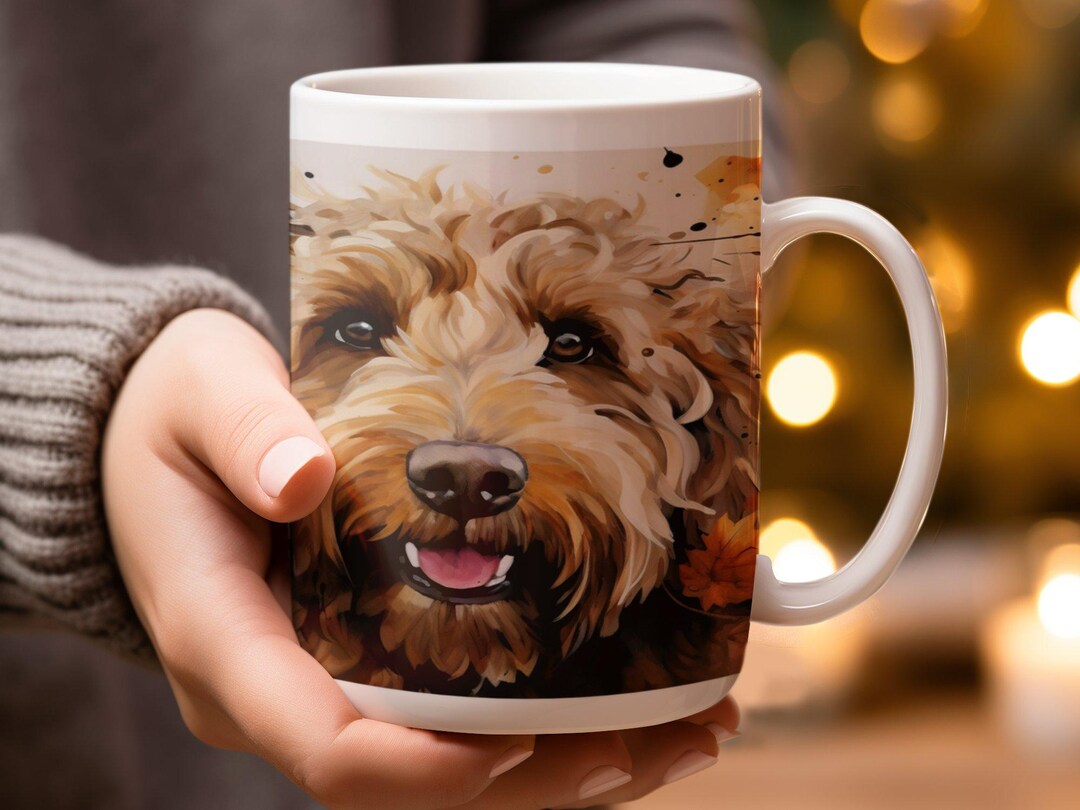 Labradoodle Art Mug: Colorful Fall Leaves Dog Coffee Cup - Etsy