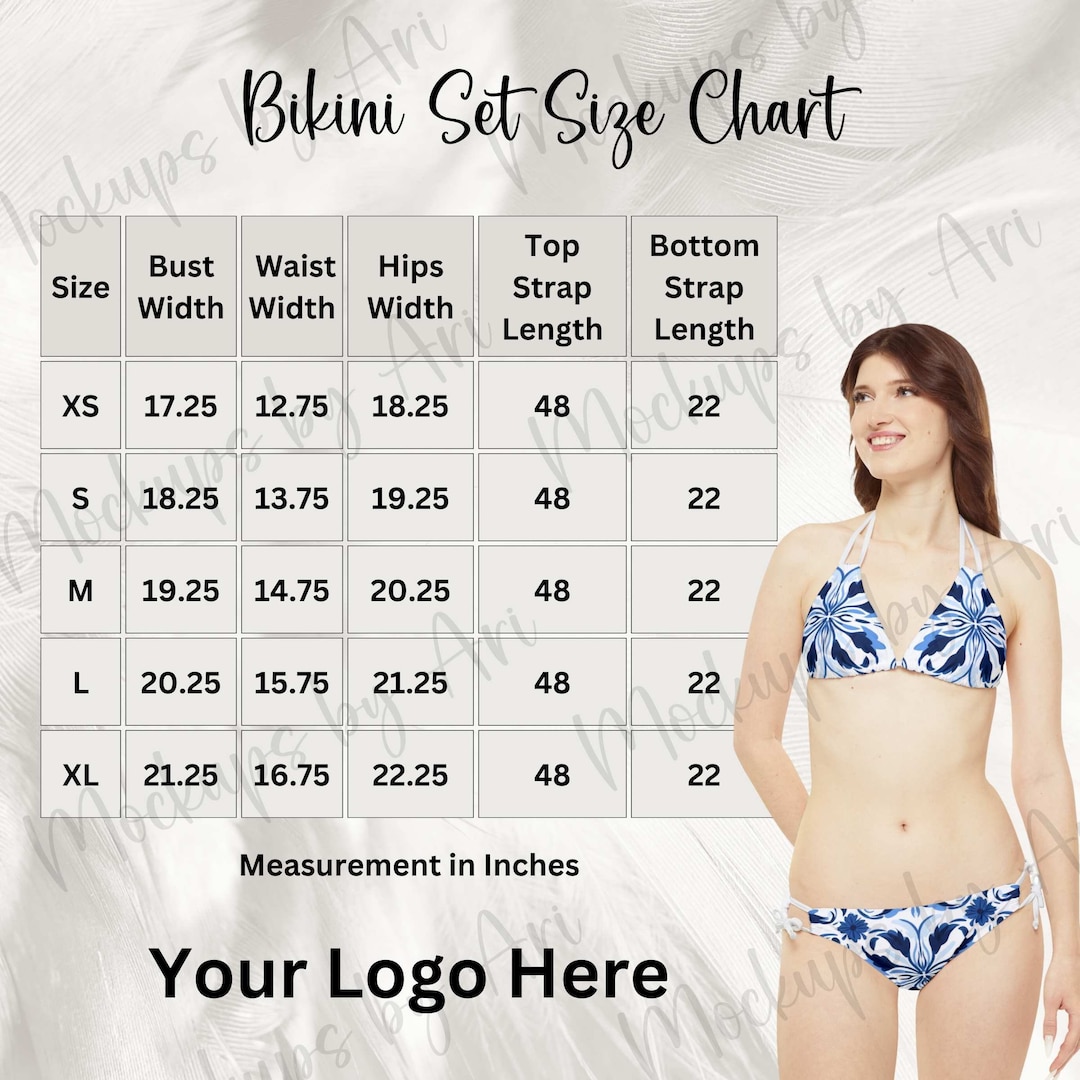 Strappy Bikini Set Size Chart, AOP Strappy Bikini Set Size Chart, Strappy Bikini Set Size Guide ...