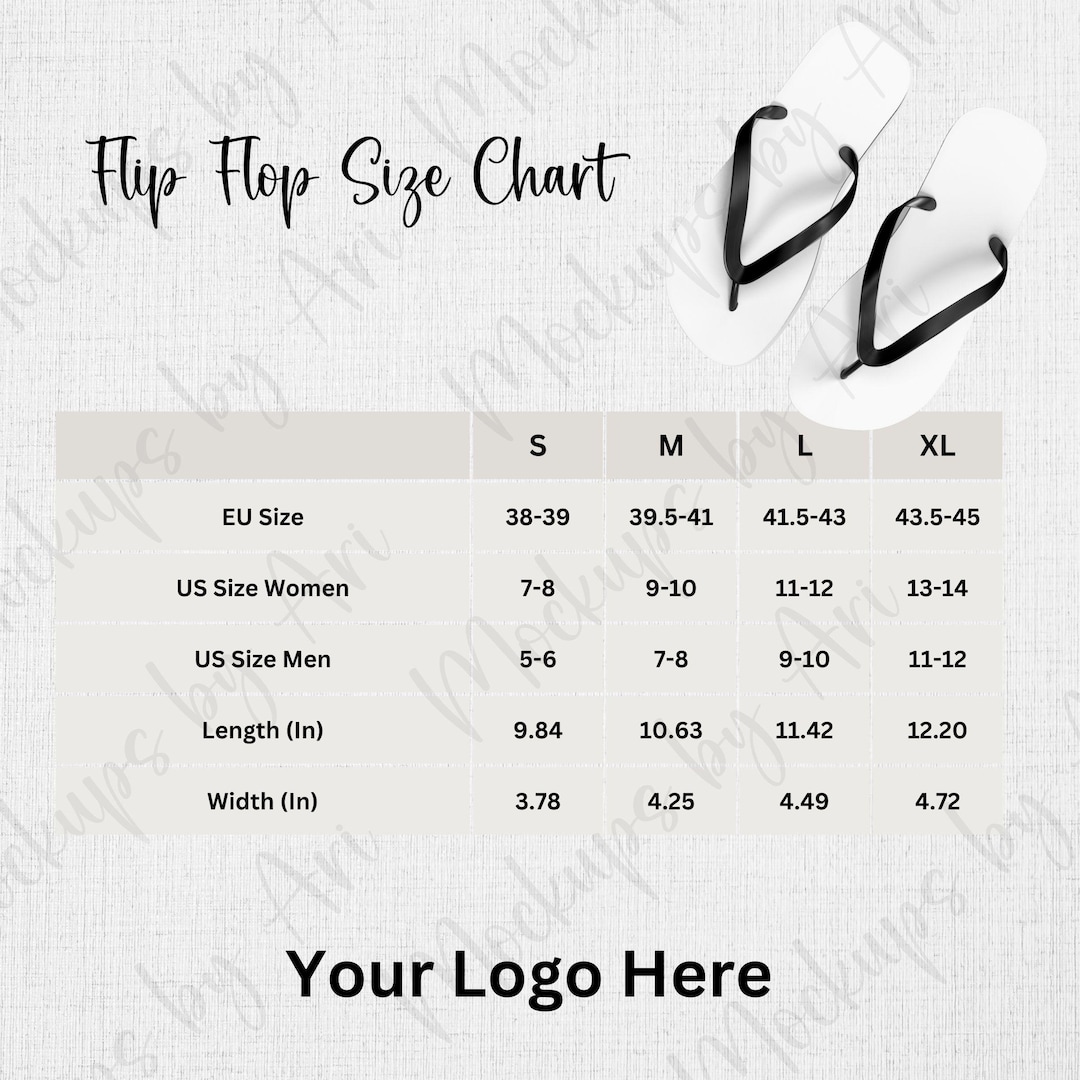 Flip Flop Size Chart: US/EU Imperial Sizes (digital Download) - Etsy