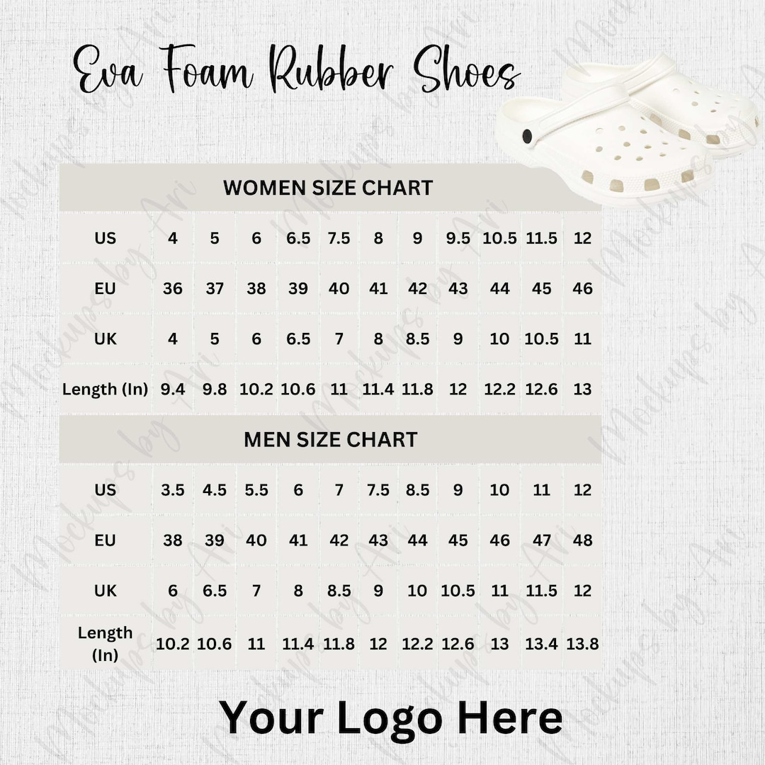 EVA Foam Rubber Shoes (AOP) Size Chart - Etsy
