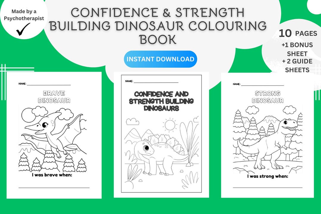 Dinosaur Affirmation Coloring Book – Confidence Building Activity for ...