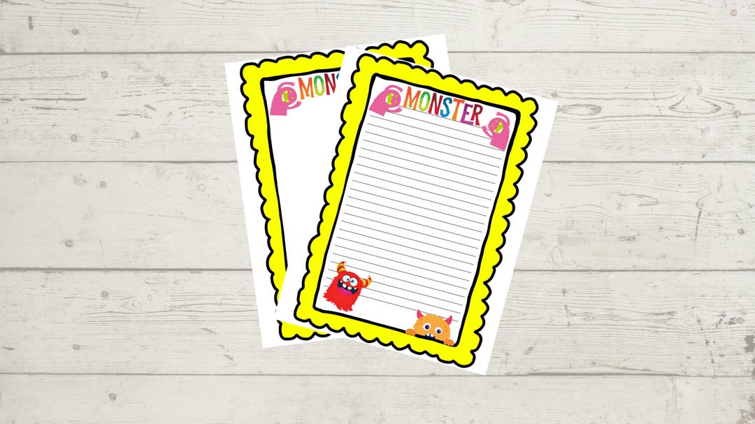 Printable Monster Writing Paper: Fun Kids Stationery (digital Download ...