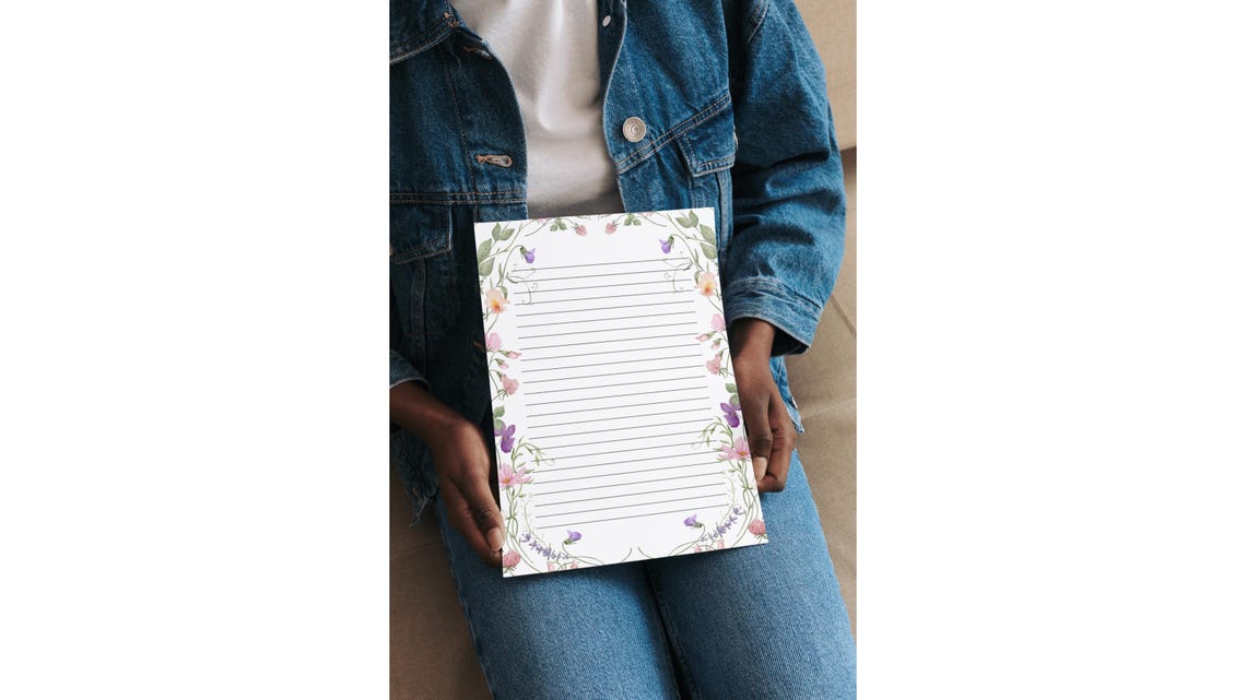 Floral Letter Writing Paper Set: Printable Stationery (A4, A5, US ...
