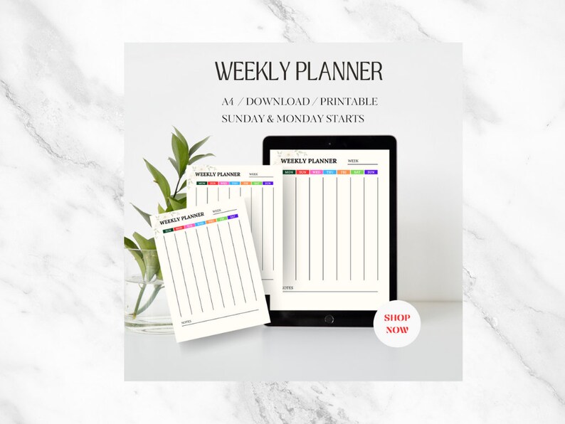 Weekly Planner Horizontal & Vertical, Weekly Planner Printable Template ...