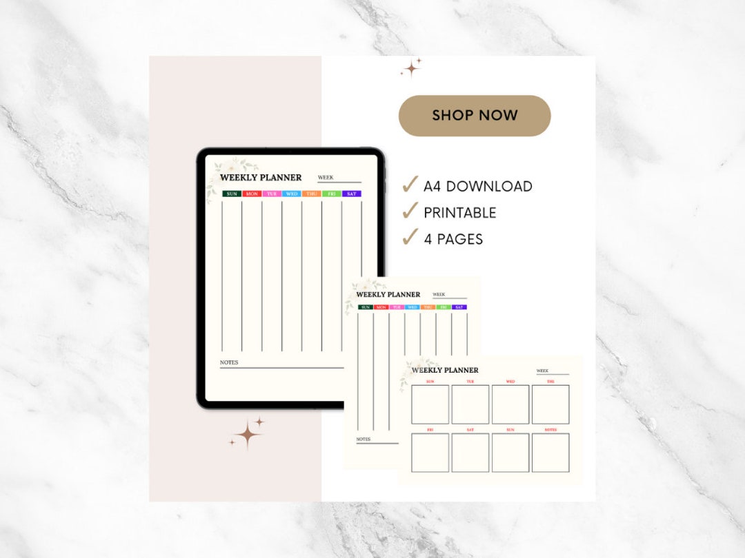 Weekly Planner Horizontal & Vertical, Weekly Planner Printable Template ...