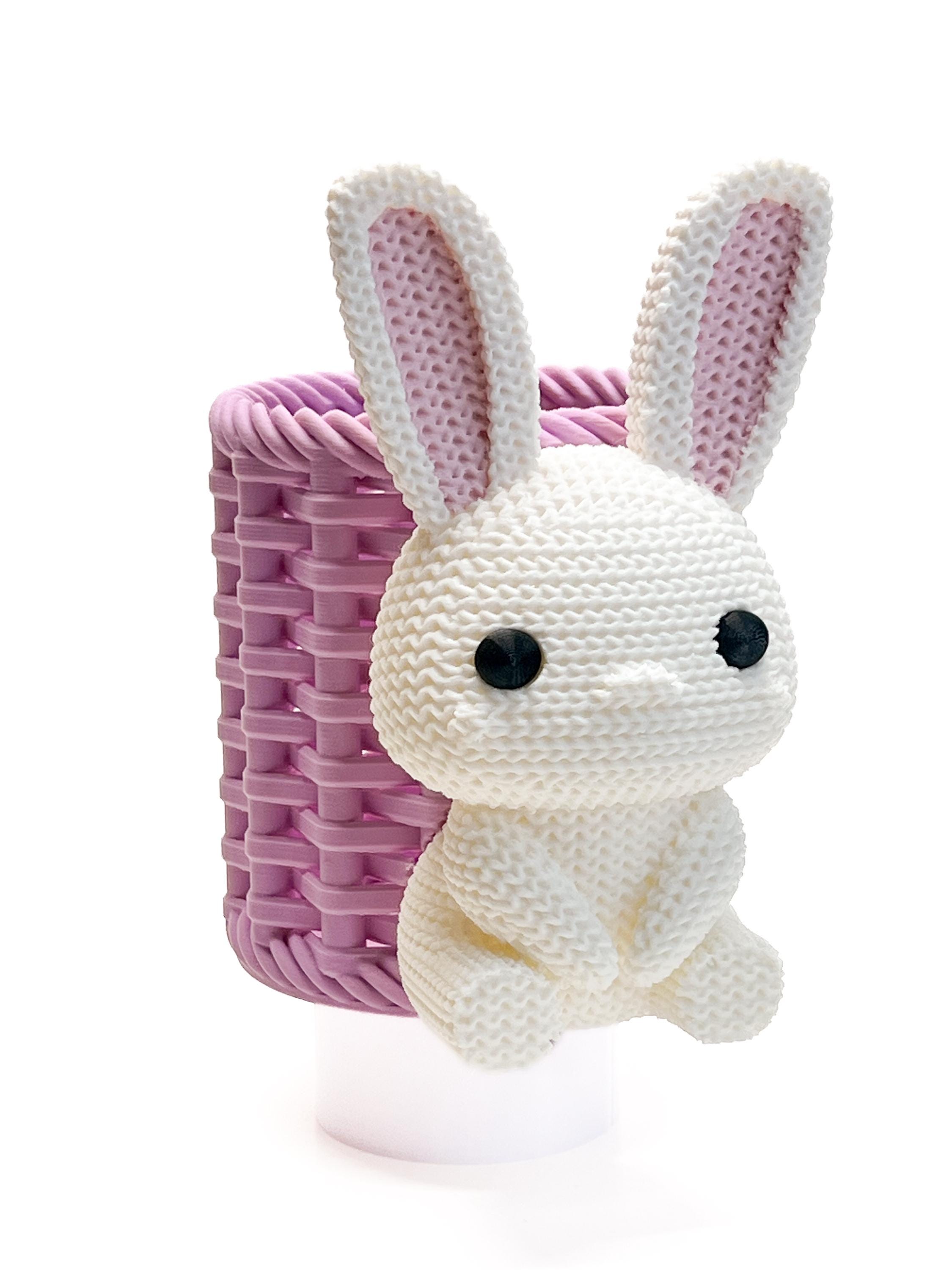 Kawaii Bunny Pen Holder Knitted Rabbit Desk Organizer Cute Aesthetic ...